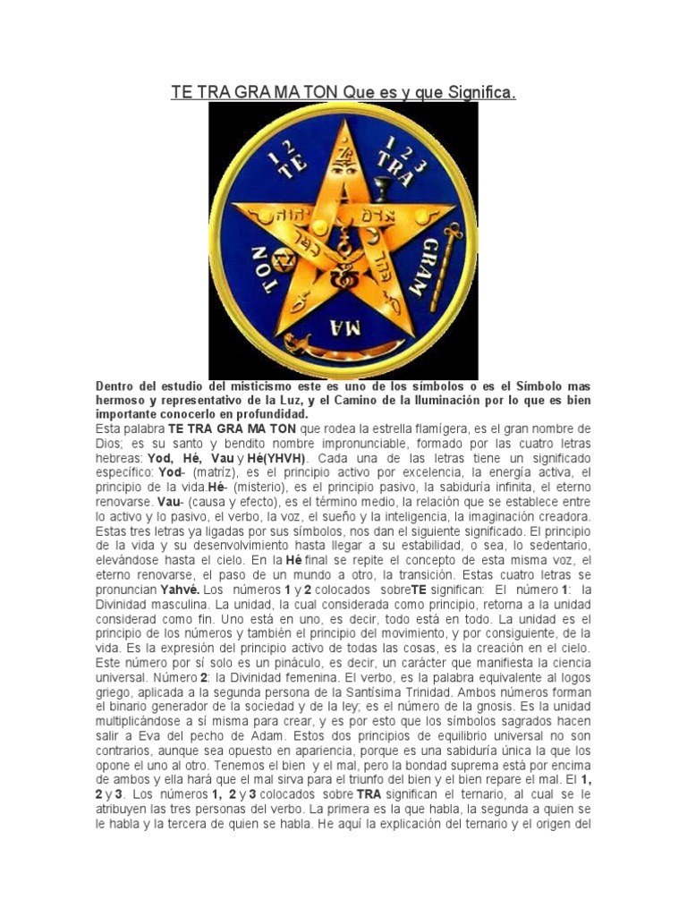 TE TRA GRA MA TON Que Es y Que Significa | PDF | Alquimia | Planetas