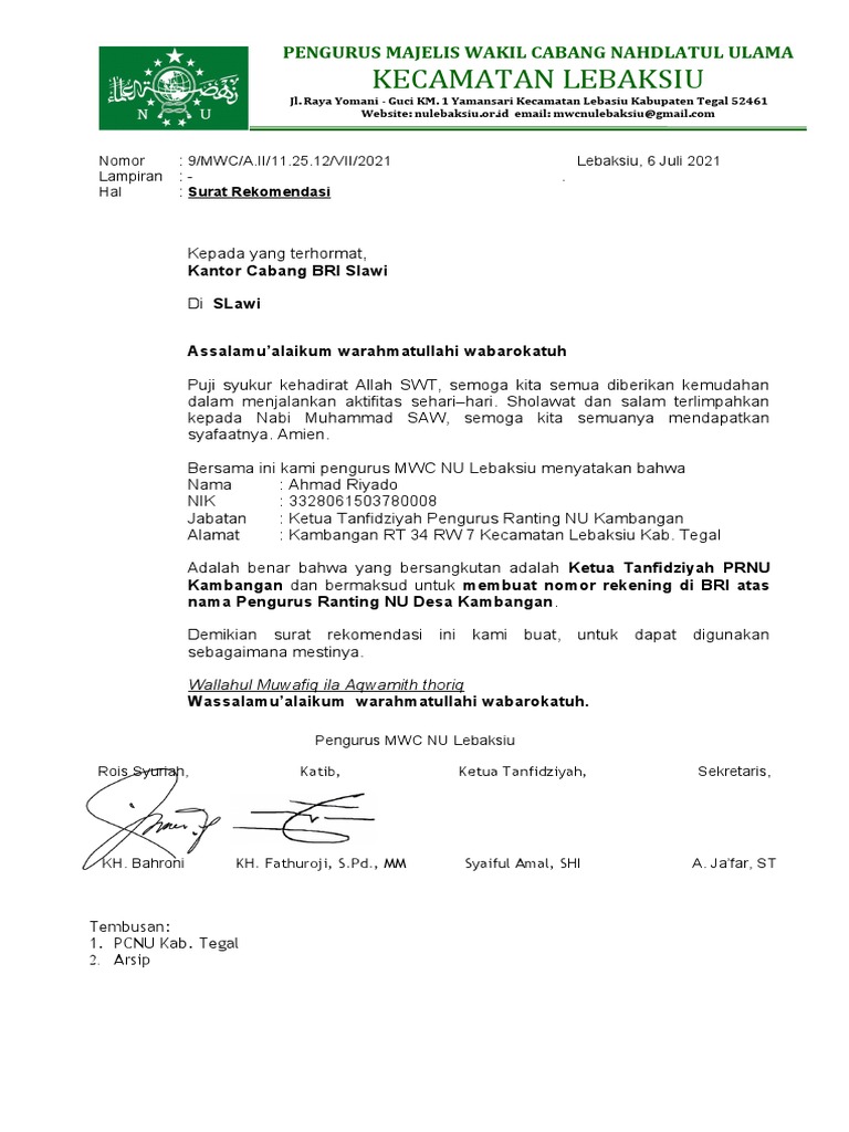Surat Permohonan MWC | PDF