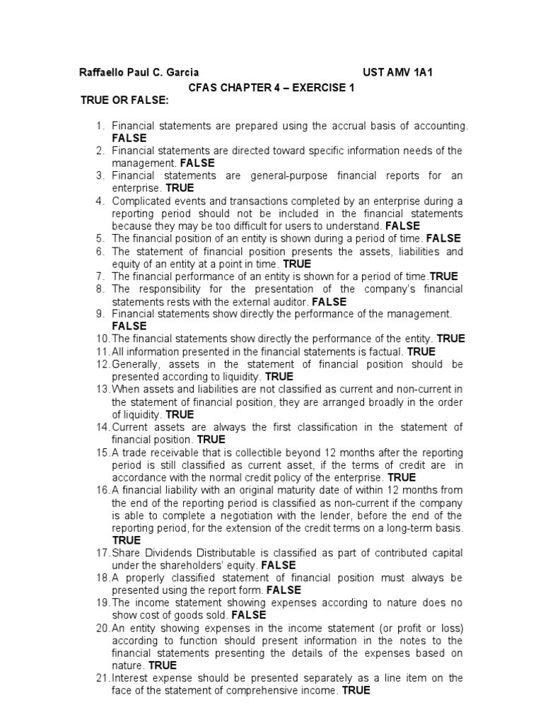 Cfas - Chapter 4 - Exercise 1 | PDF | Balance Sheet | Expense