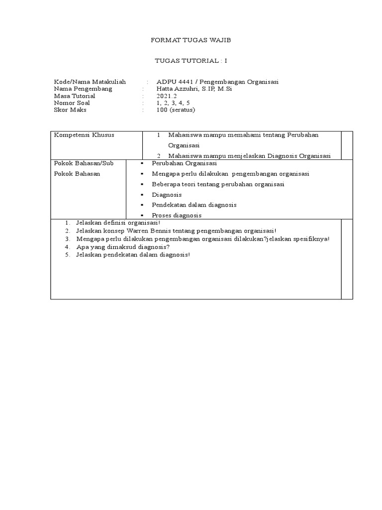Format Tugas 1 ADPU 4441 - 2021.2 | PDF
