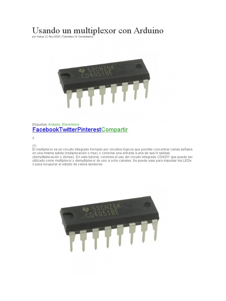 Usando Un Multiplexor Con Arduino | PDF | Arduino | Hardware de la ...