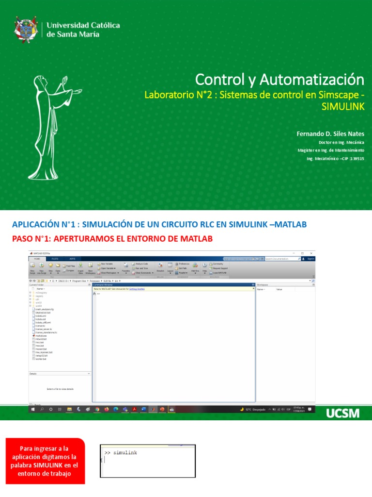 Laboratorio N°2-Control y Automatización | PDF | Matlab | Simulación