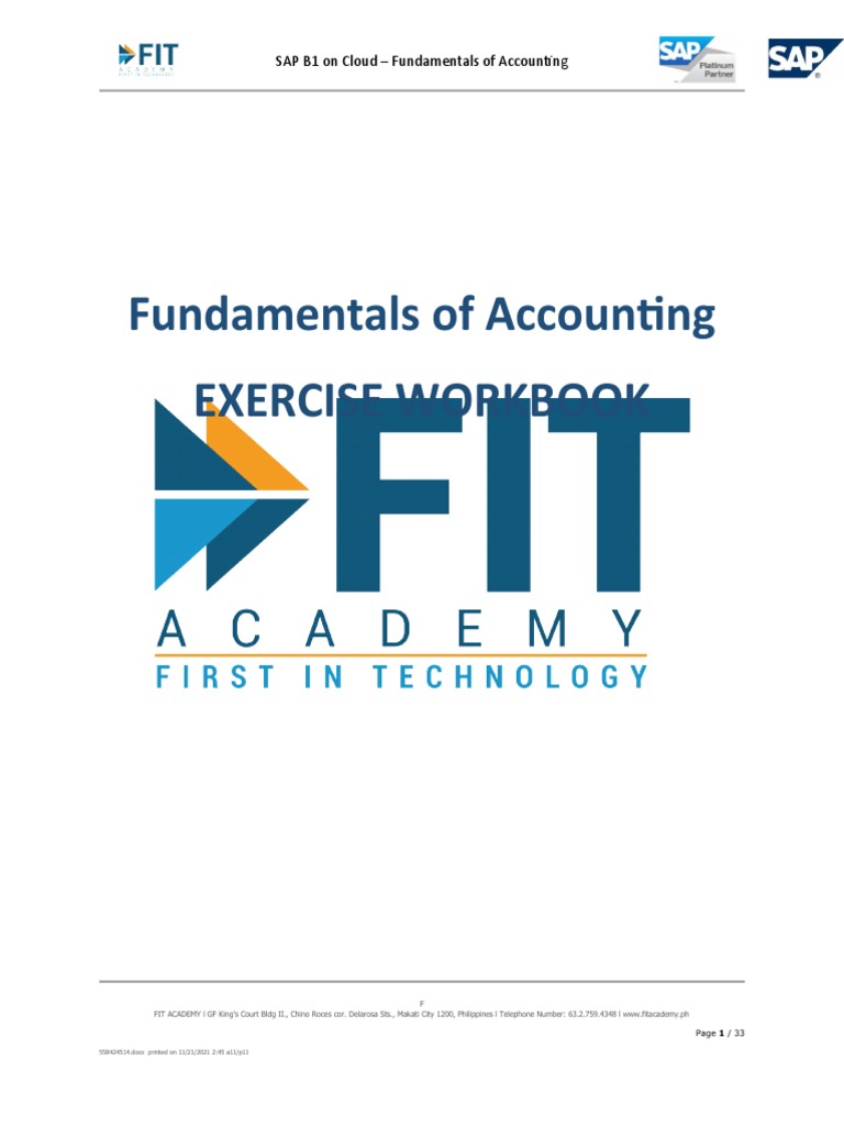 FundAcc Exercise Workbook | PDF | Cloud Computing | Bookkeeping
