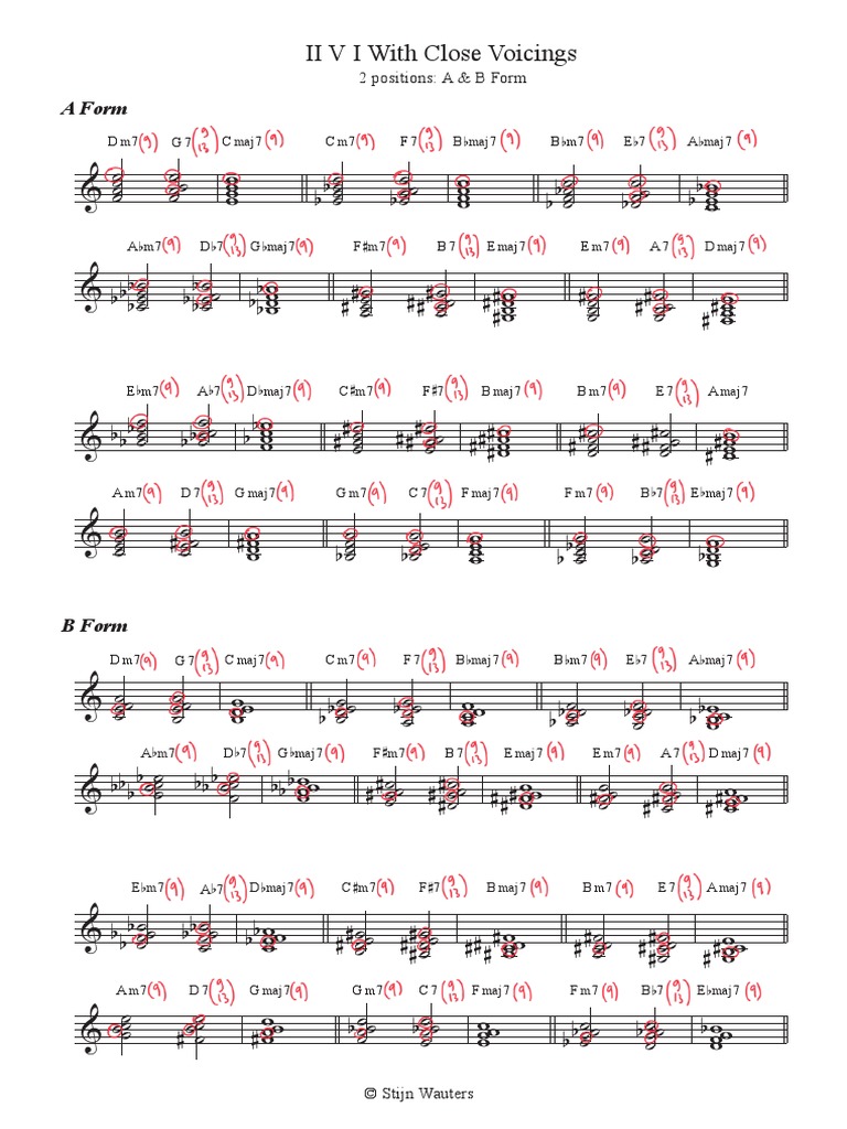 II V I Close Voicings All Keys With Annotations | PDF