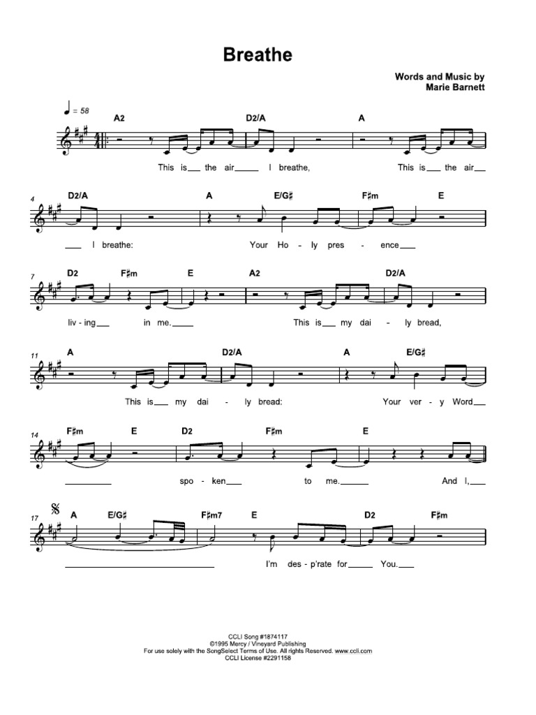 Breathe Lead Sheet | PDF