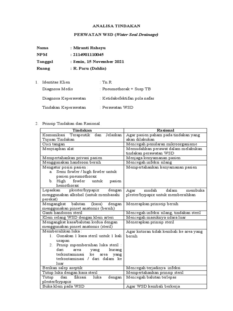 Perawatan Wsd Untuk Pneumothoraks Pdf