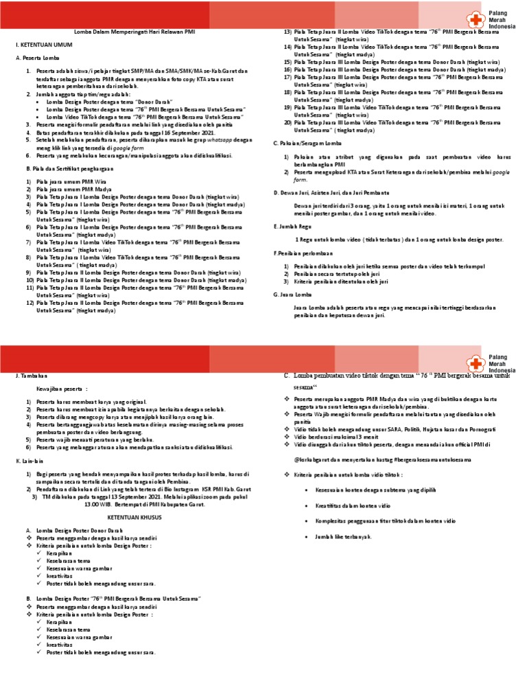 Juklak Lomba Hari Relawan PMI | PDF | Game & Aktivitas | Seni