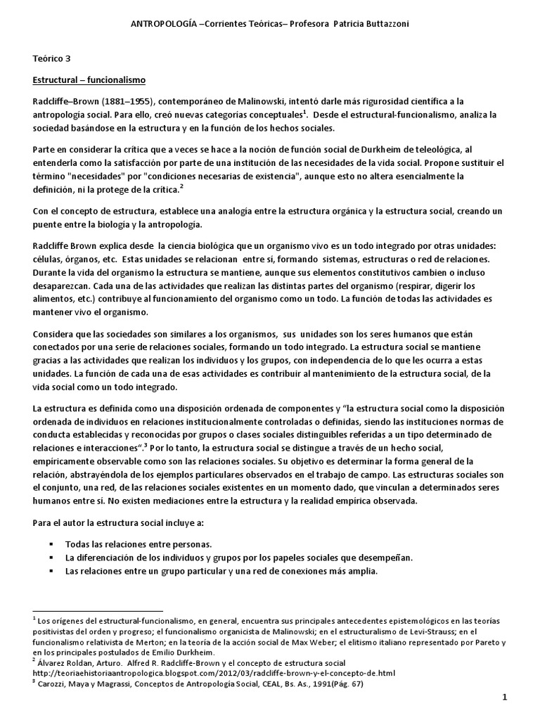 3 Corrientes Teoricas | PDF | Antropología | Estructura social