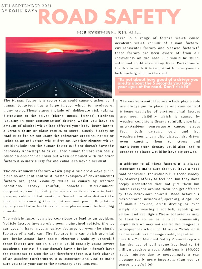 Road Safety Newsletter | Download Free PDF | Traffic Collision | Seat Belt