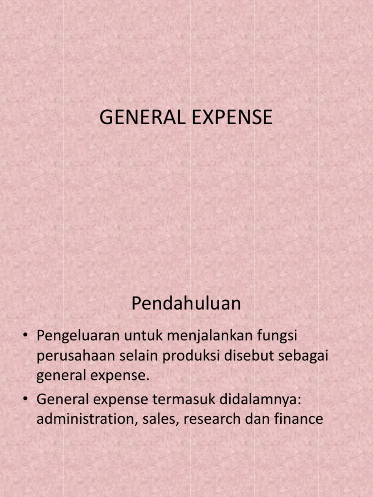 General Expense | PDF | Cost | Sales