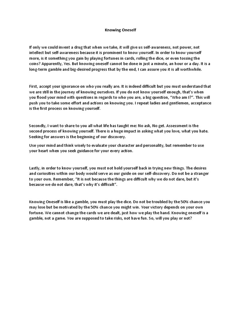 The Long Journey of Self-Discovery: Acceptance, Assessment, and Taking ...