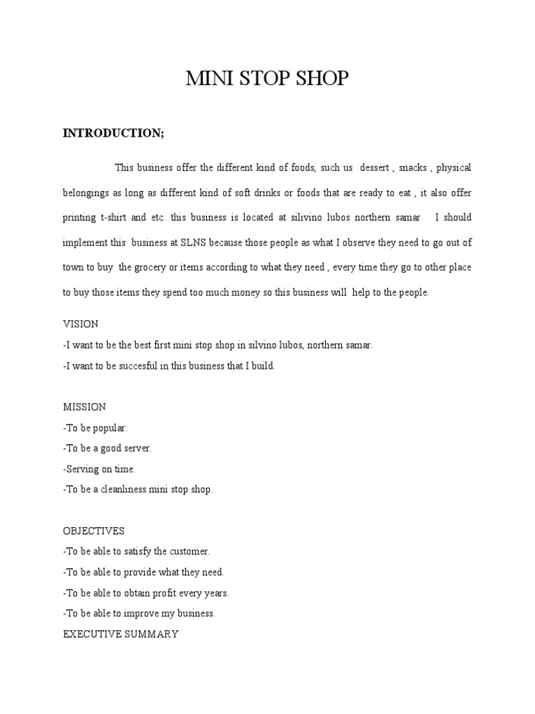 Mini Stop Shop (Jid) | PDF | Swot Analysis | Public Sphere