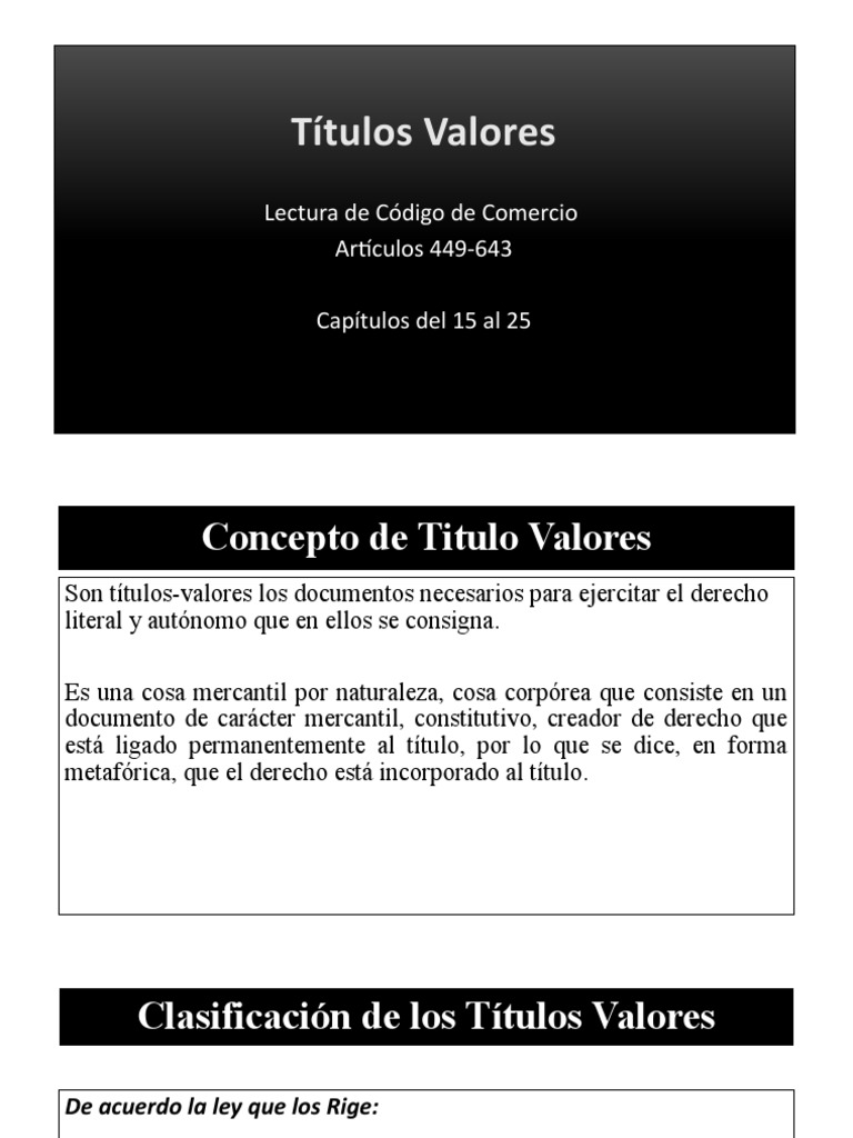 Clasificación de Los Títulos Valores | PDF