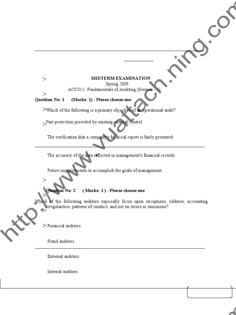 ACC311 Solved Midterm Paper - WWW - Vuattach.ning | PDF | Internal ...