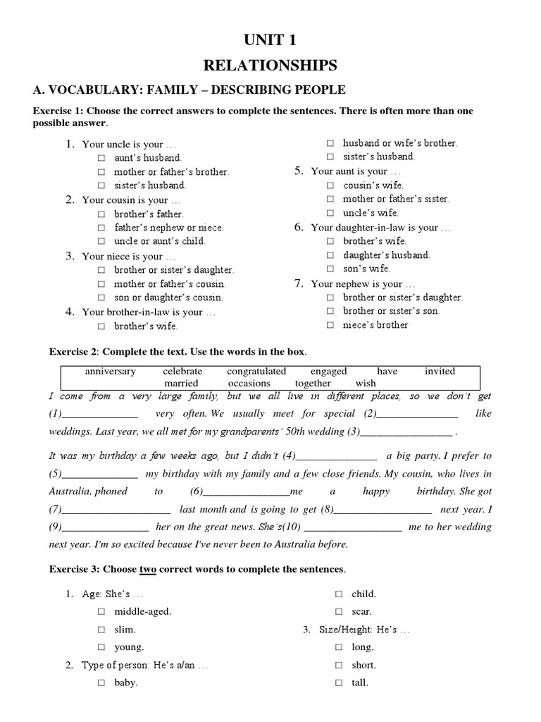 Family Relationship Vocabulary Guide | PDF | Sugar | Diet & Nutrition