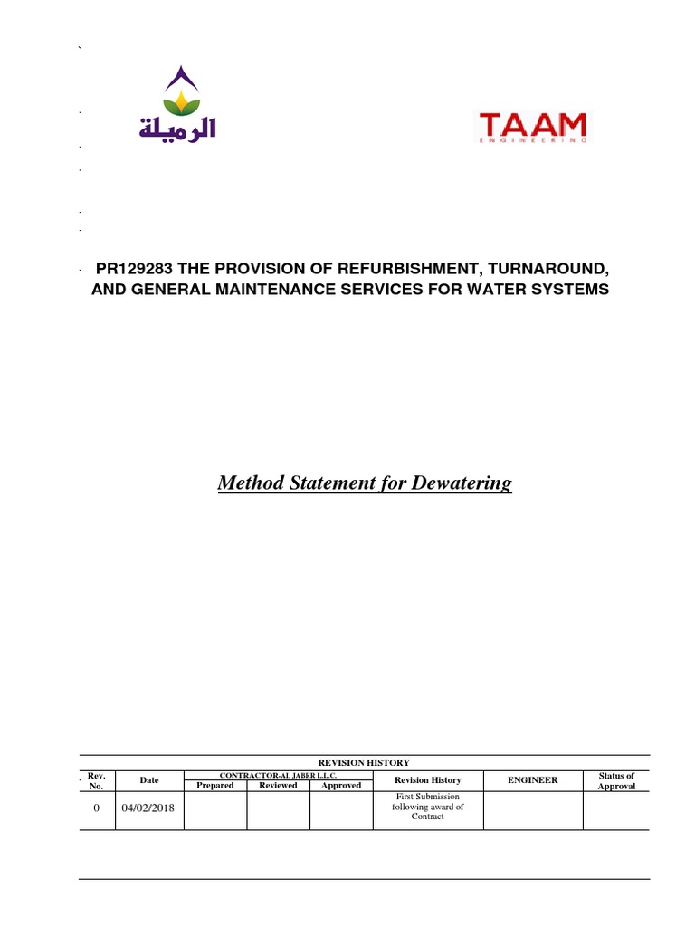 Dewatering Method Statement | PDF | Pump | Drainage