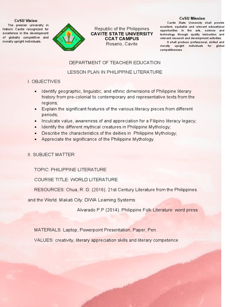 Cavite State University Ccat Campus: Cvsu Vision Cvsu Mission | PDF ...