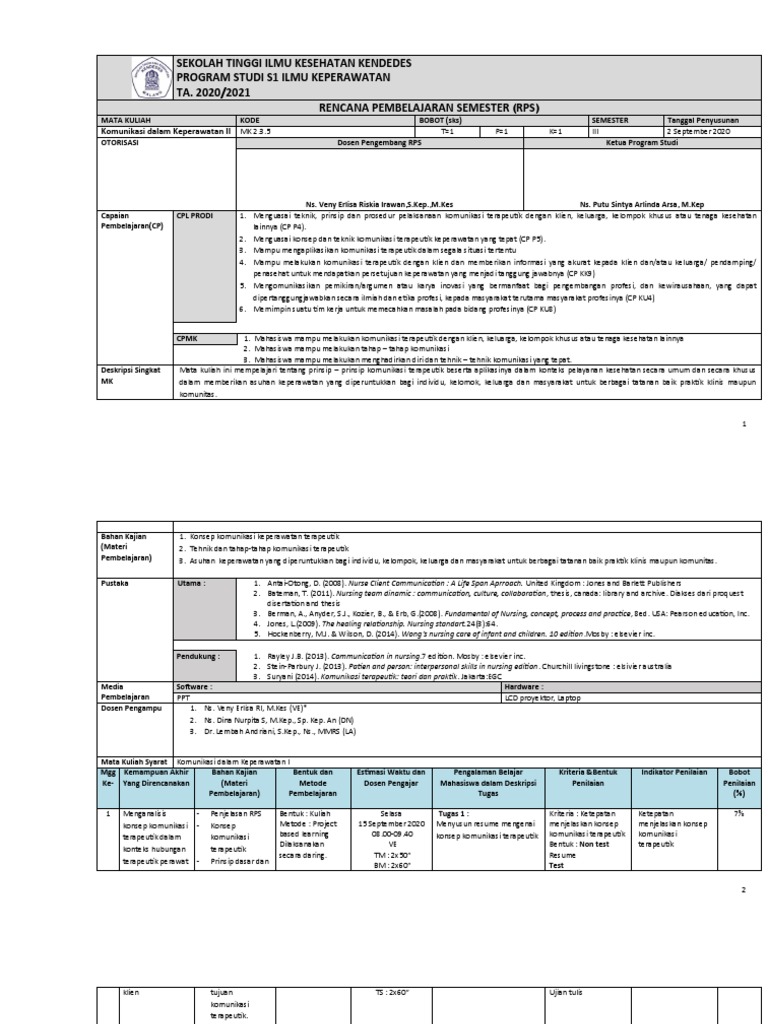 RPS Komunikasi Kep Achenar | PDF | Sains & Matematika