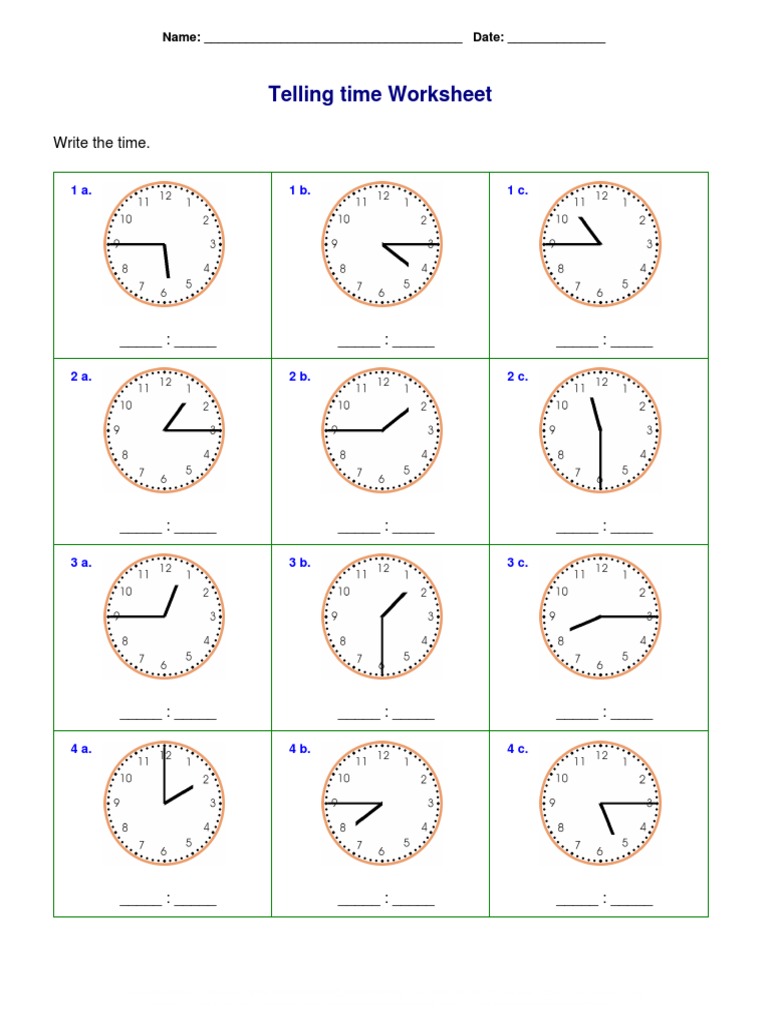 Telling Time Worksheet | PDF | Common Law | Public Sphere