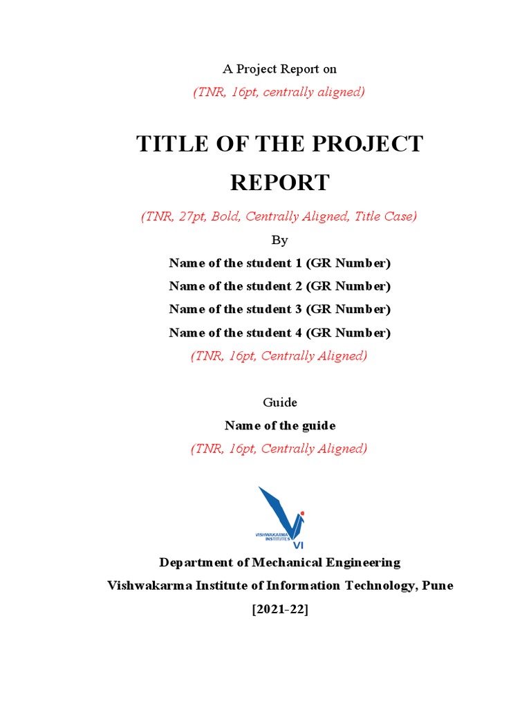 BTech Project Notice 1.6 - Project Report Format (Help File) | PDF | Engineering | Mechanical ...