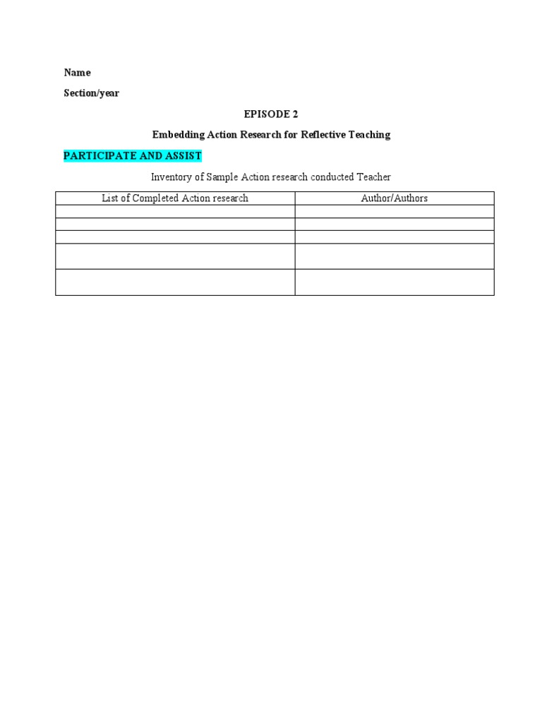 FS2 - Episode 2 Format | PDF | Action Research | Teachers