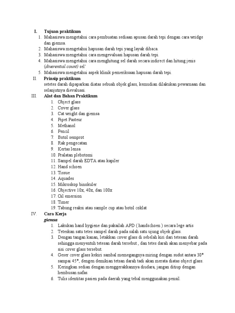 Praktikum Apusan Darah Tepi | PDF