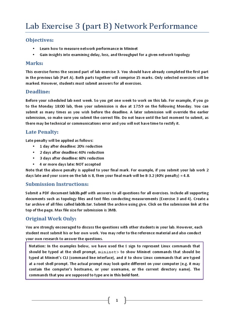 Lab Exercise 3 (Part B) Network Performance: Objectives | PDF ...