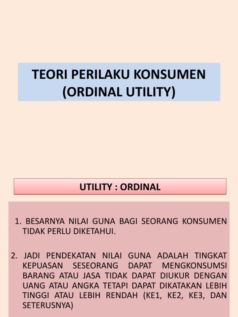 Ordinal Utility | PDF