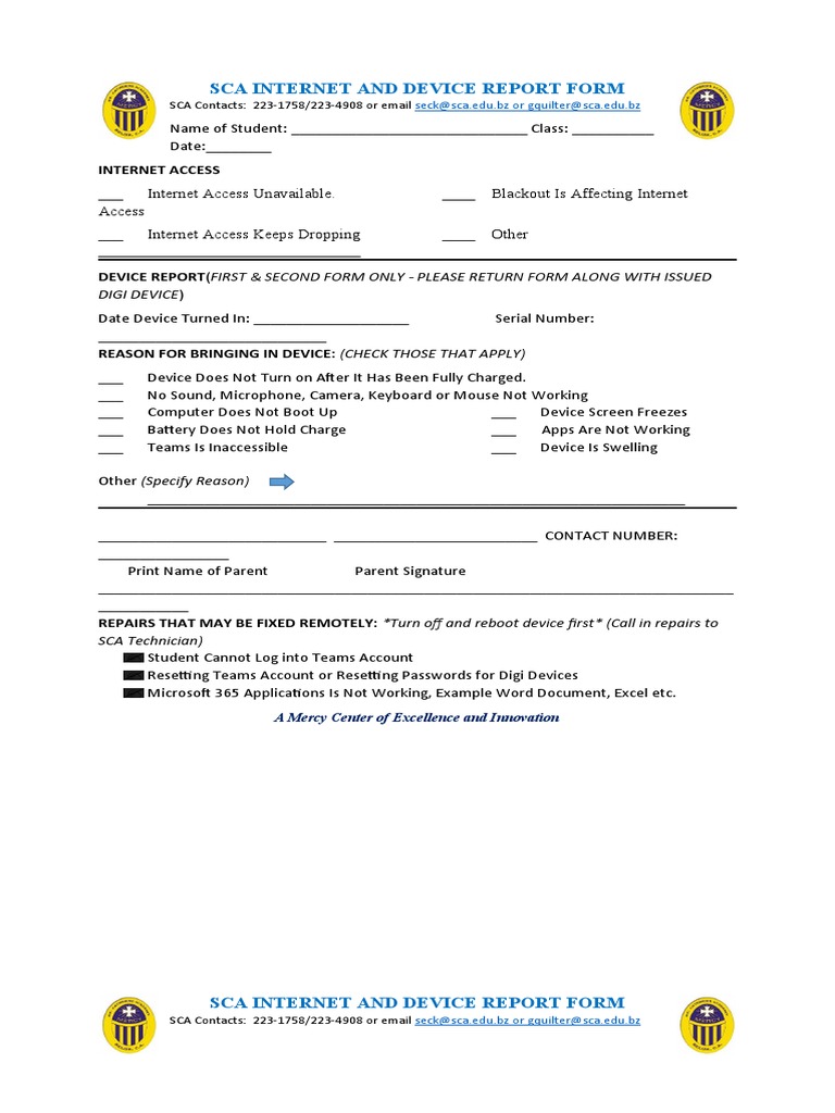 Sca Internet Issues Form | PDF | Internet | Application Software