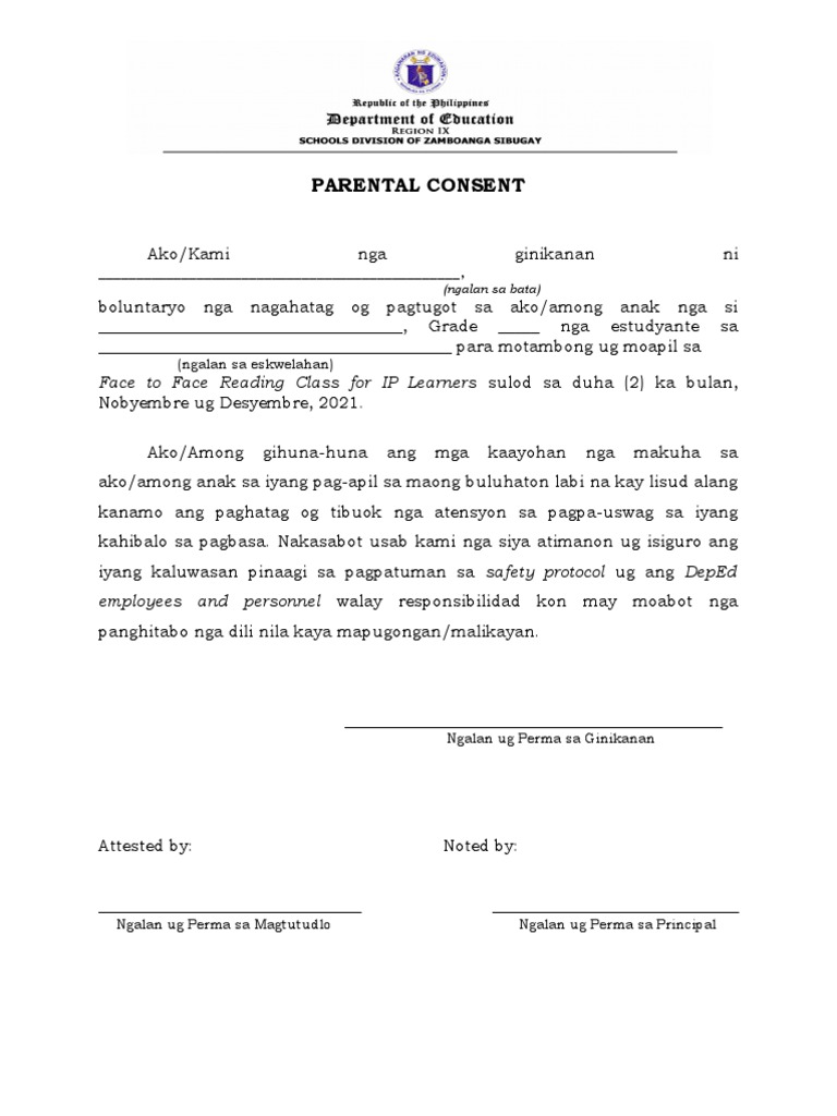 Parental Concent Template | PDF
