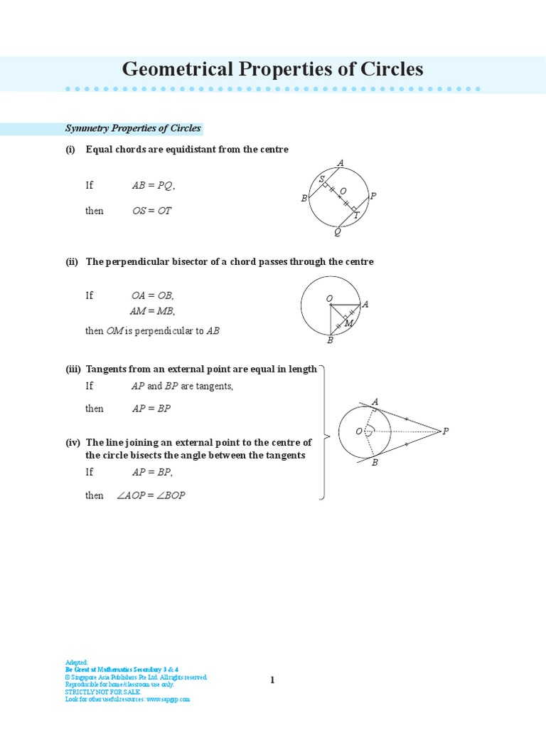 Geometrical Properties of Circles | PDF | Circle | Perpendicular
