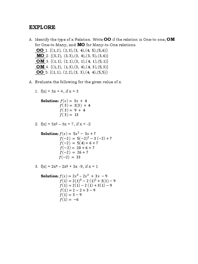 Activity. Relations and Functions | PDF | Mathematical Analysis ...