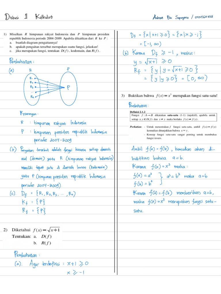 Sesi 2 Diskusi 1 - Kalkulus - Andreas Eko Soponyono | PDF