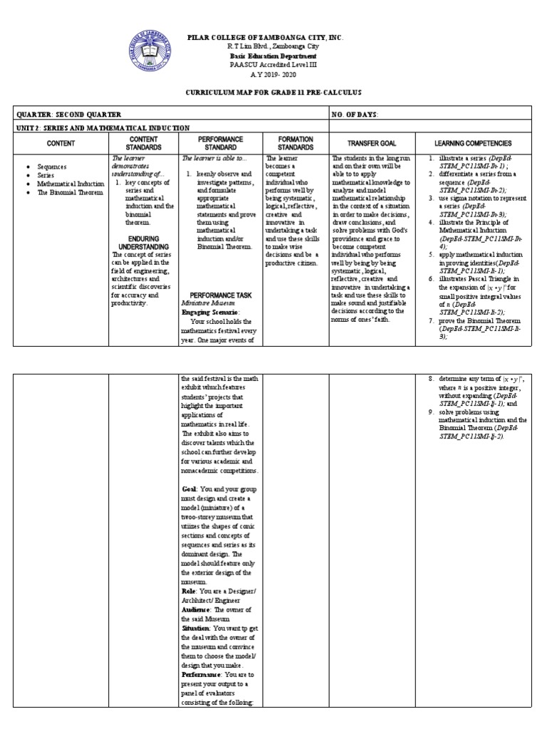 Grade 11 Pre-Calculus Curriculum | PDF | Teaching Mathematics ...