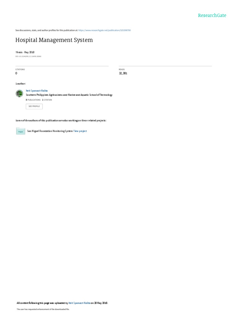 Hospital Management System | PDF | Electronic Health Record | Health Care