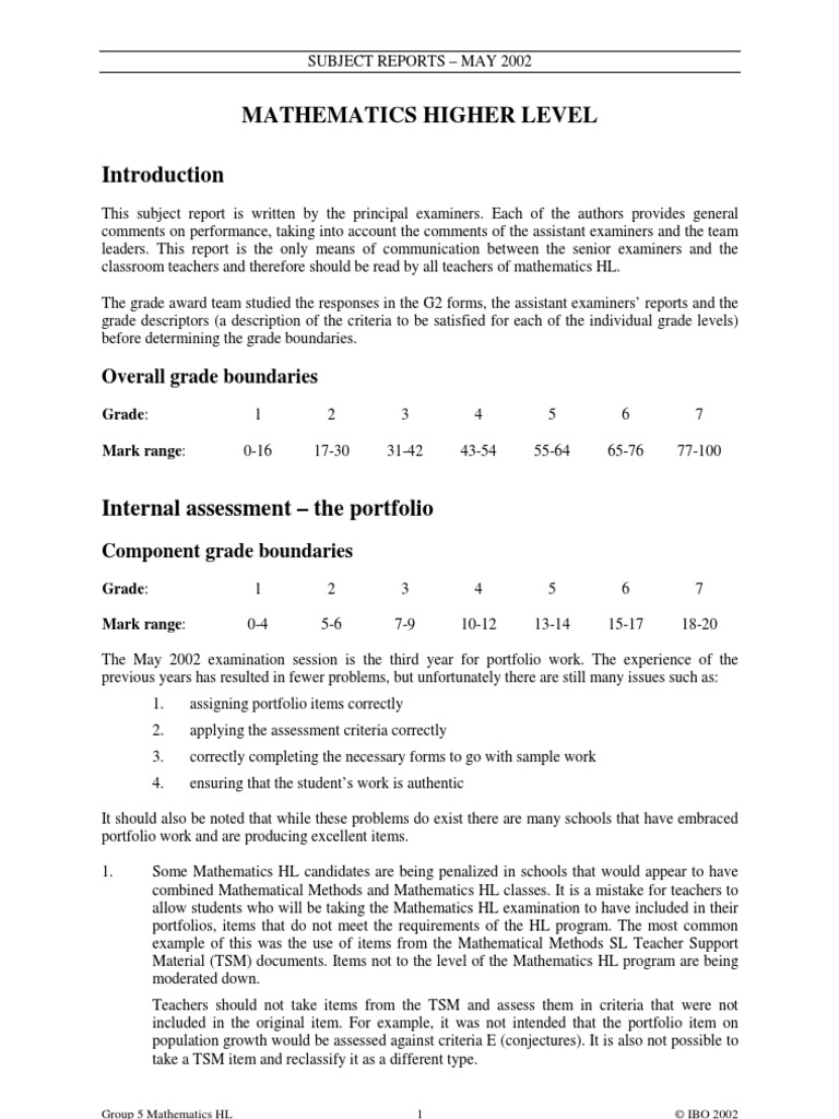 Mathematics Higher Level: Overall Grade Boundaries | PDF | Matrix ...