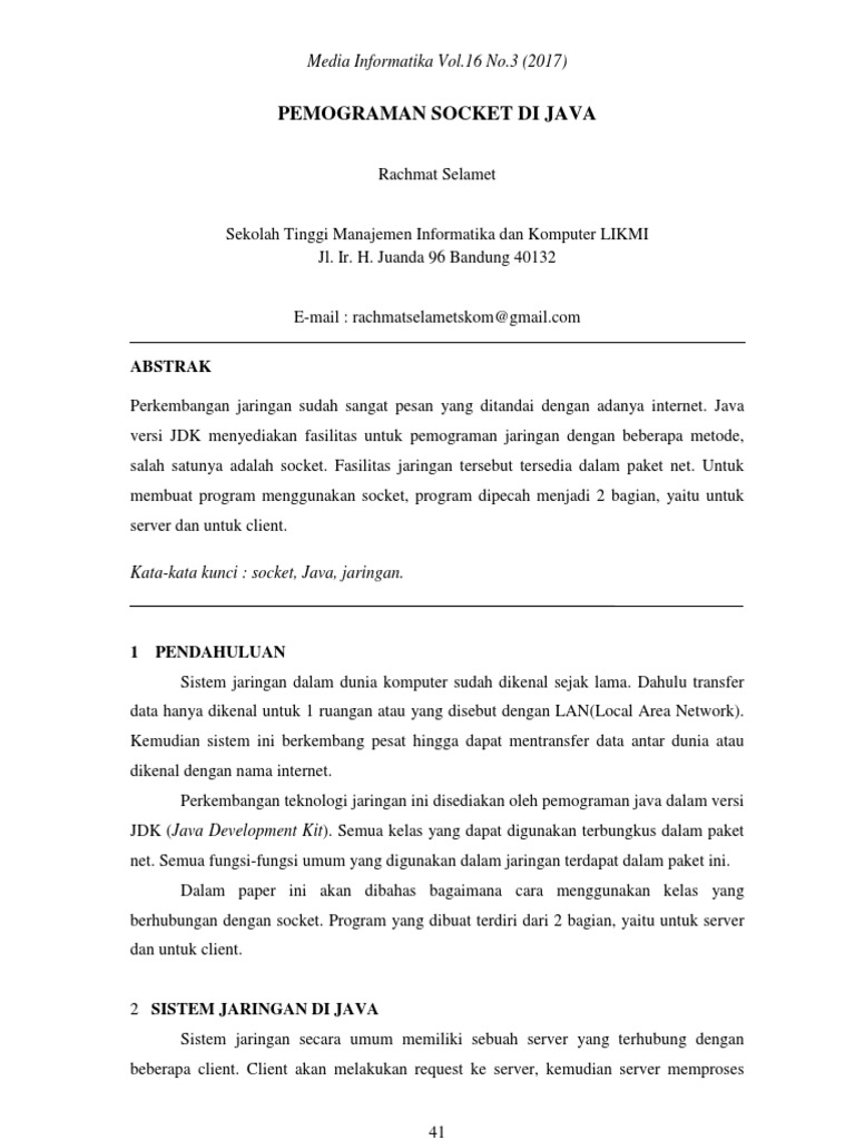 Pemograman Socket Di Java | PDF | Komputer
