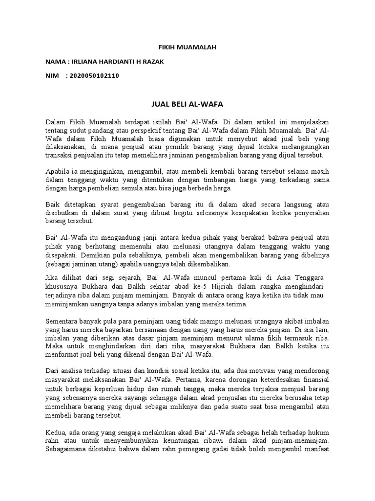 Jual Beli Al Wafa | PDF