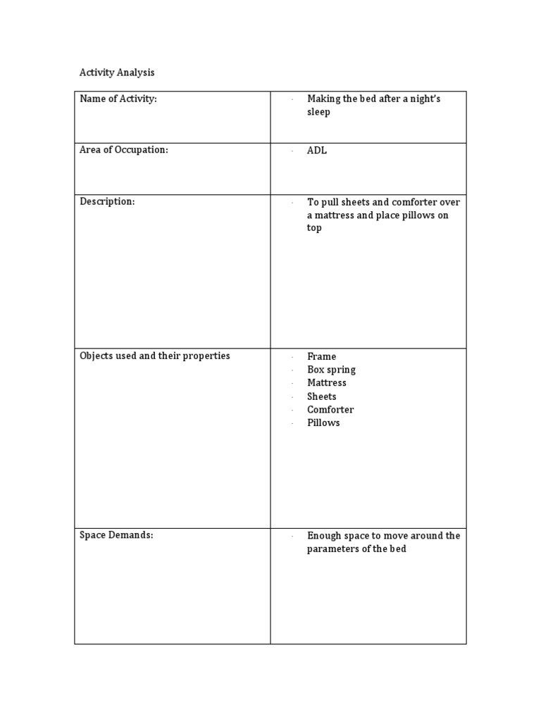 Bed Making Task Analysis Guide | PDF | Bed | Pillow