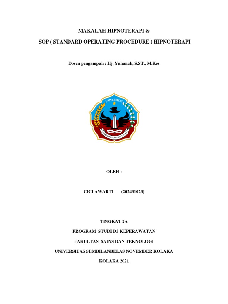 Cici Awarti - Tk.2a - Makalah Hipnoterapi & Sop | PDF
