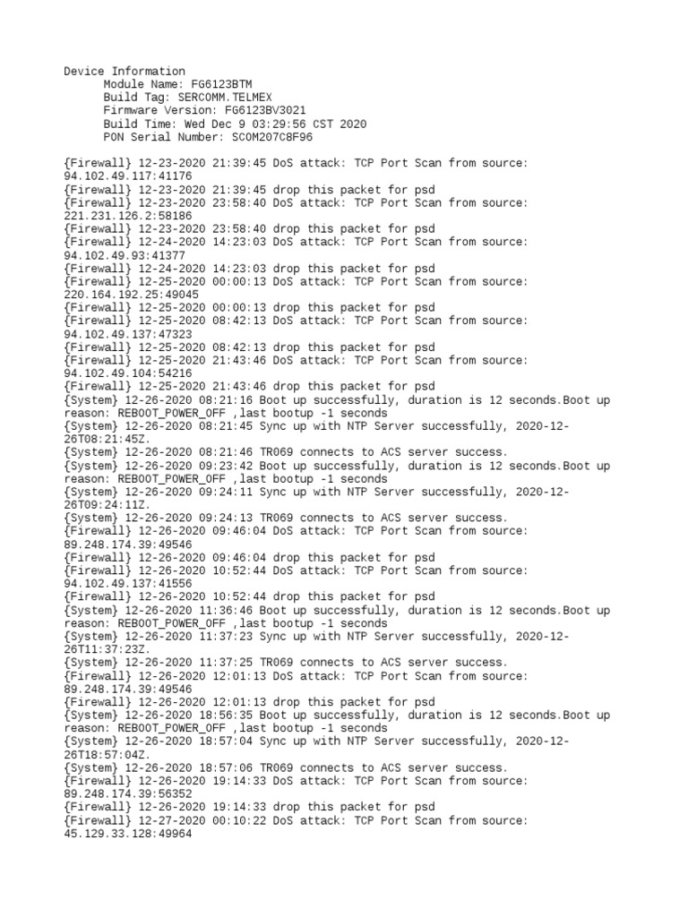 Eventlog | PDF | Denial Of Service Attack | Port (Computer Networking)