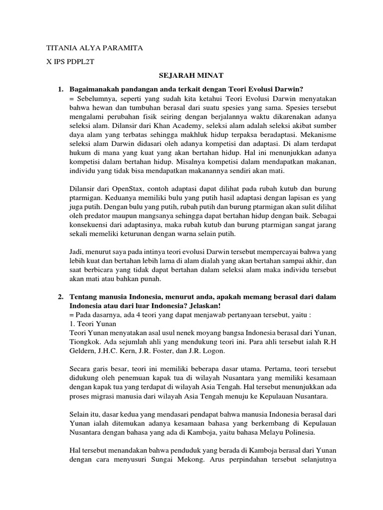 Titania Alya - X Ips Pdplt2t - Sejpem Sem1 | PDF