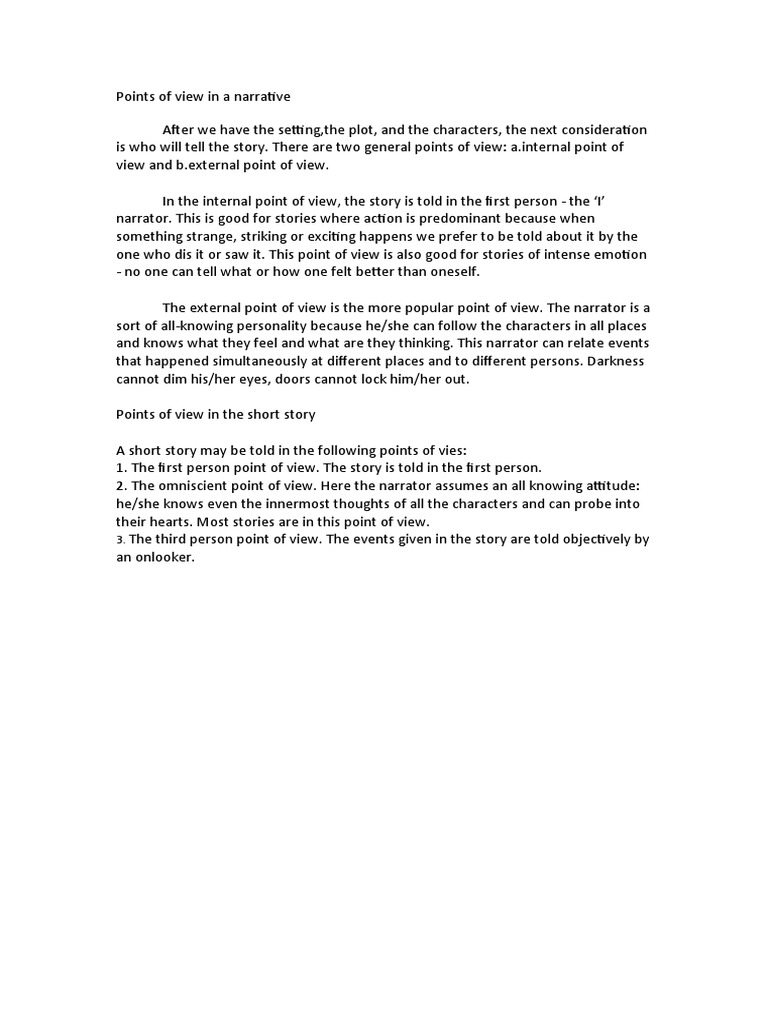 Understanding Narrative Points of View | PDF | General Fiction
