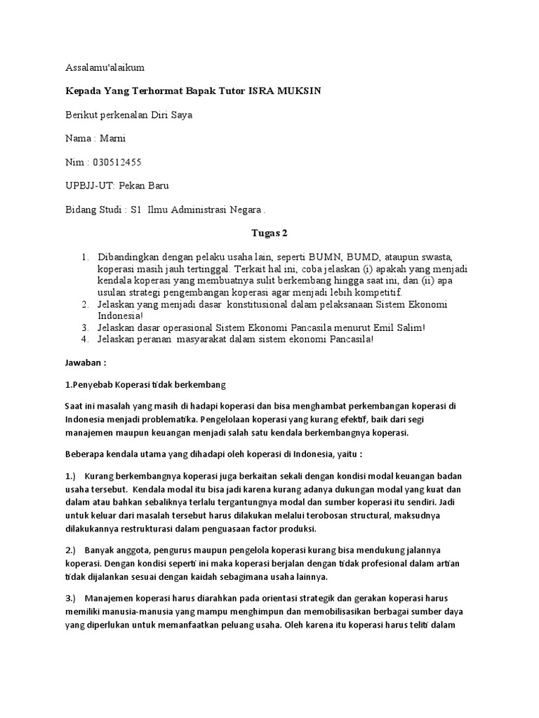 Tugaas 2 Sistem Ekonomi Indonesia | PDF