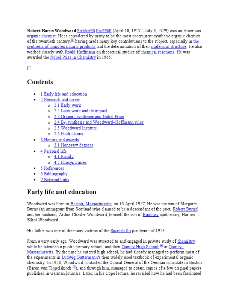 Robert Burns Woodward: Formemrs Honfrse | PDF | Chemistry | Physical ...