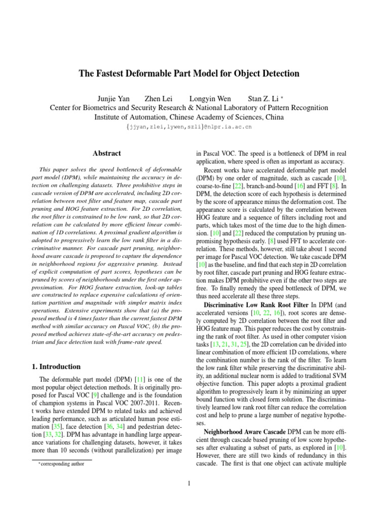 Accelerating the Deformable Part Model for Object Detection Through ...