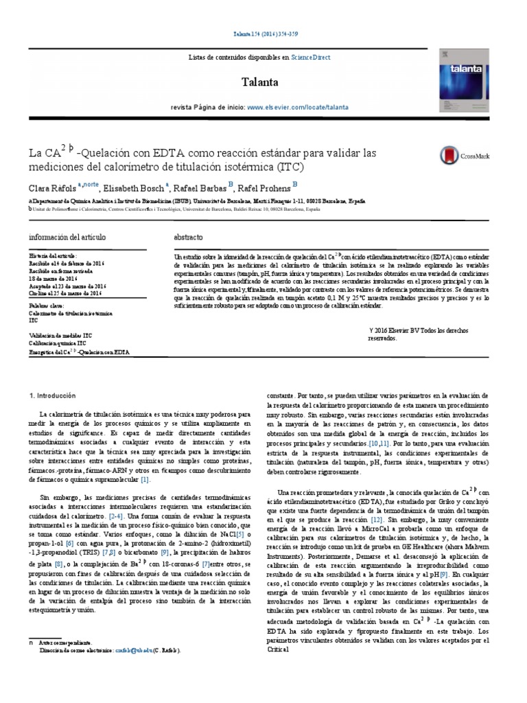 The Ca2 EDTA Chelation As Standard Reaction To Validate Isothermal ...