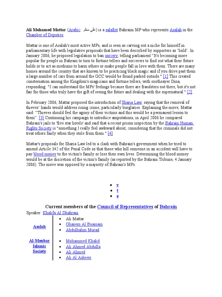 Ali Mohamed Mattar (: Arabic Salafist Asalah Chamber of Deputies | PDF ...