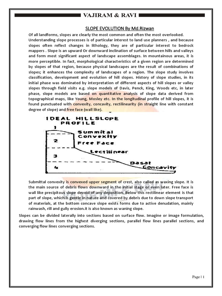 Slope Evolution by MD - Rizwan: Page - 1 | PDF | Erosion | Glacier