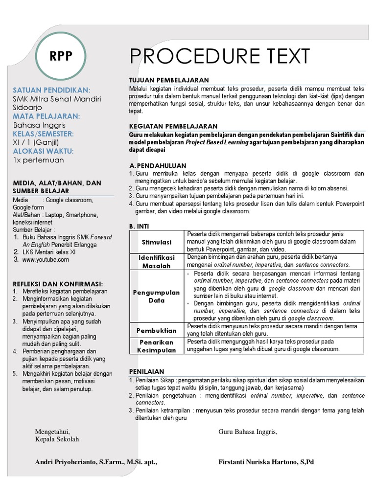 RPP Procedure Text | PDF